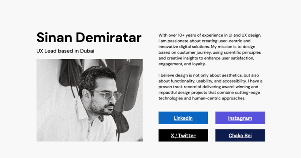 Sinan Demiratar | Lead UX Designer in Dubai
